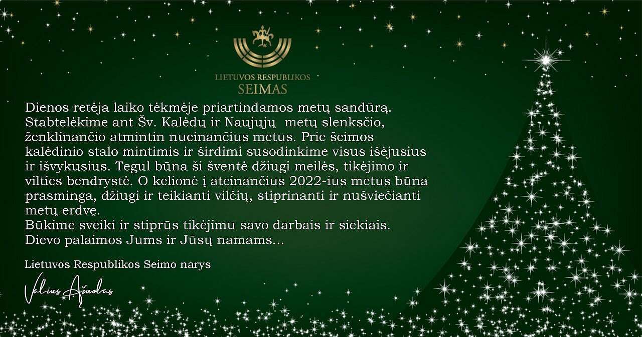 LR Seimo narys Valius Ąžuolas sveikina žiemos švenčių proga - Skuodo ...